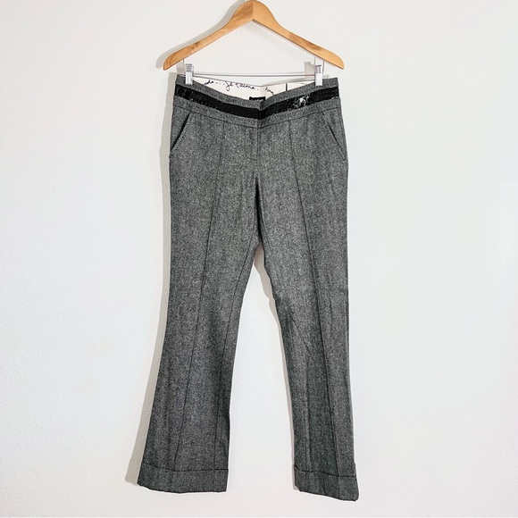 bebe | Pants & Jumpsuits | Bebe Faux Leather Wool Gray Tweed Low Rise ...